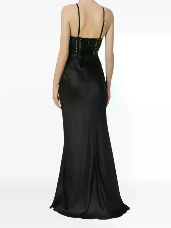 Elisabetta Franchi Satin Gown With Tulle Inserts