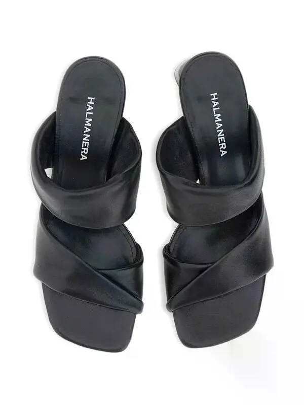 HALMANERA Dally Folded Strap Mule Sandals - Black