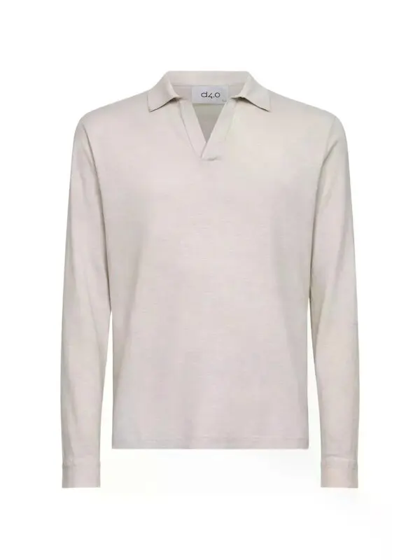 D4.0 V-neck Long-sleeve Polo Shirt - Neutrals