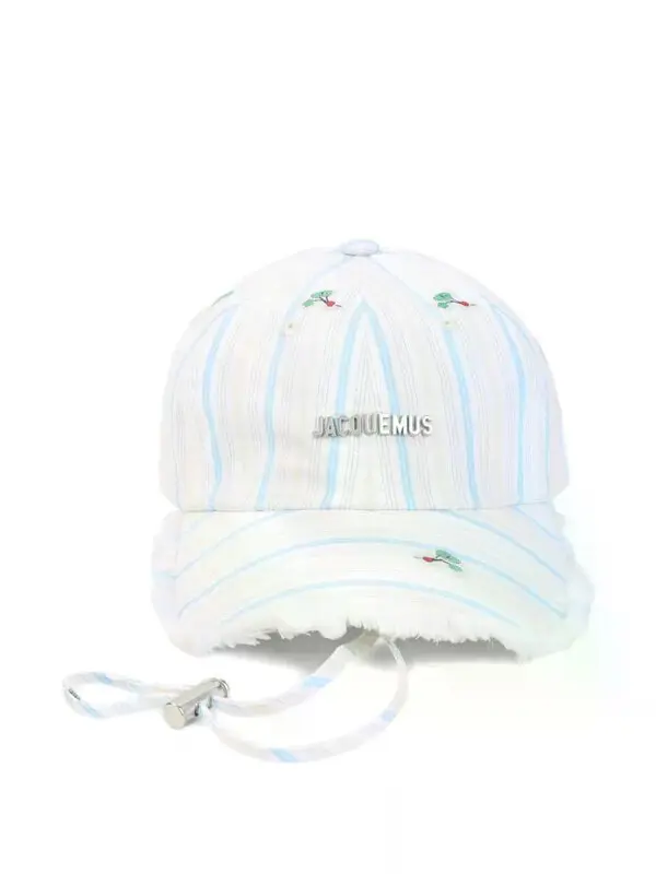 Jacquemus Stripe Embroidered Baseball Cap - White