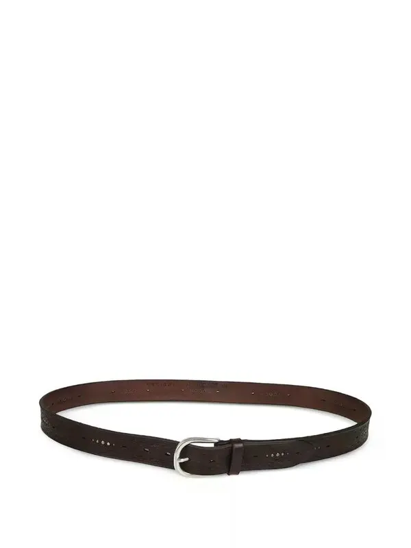 ORTIGNI Embossed Leather Belt - Brown