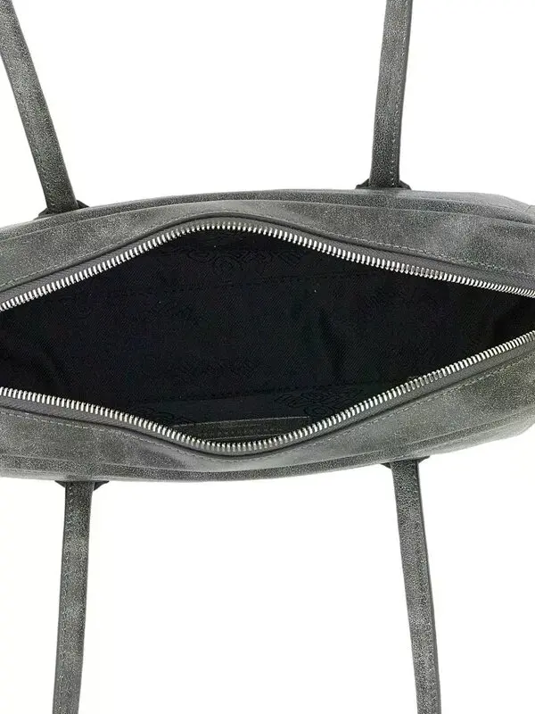 MARGESHERWOOD Soft Boston Embossed Logo Shoulder Bag - Grey