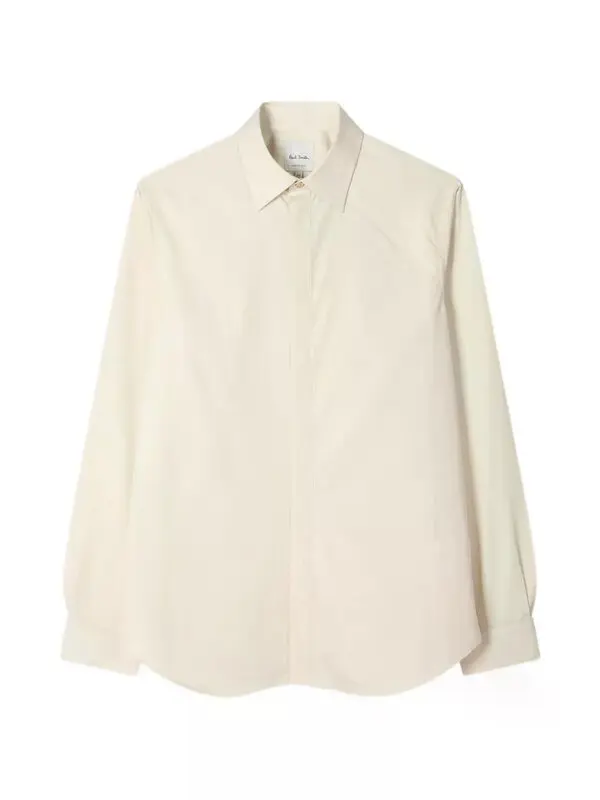 Paul Smith Slim-fit Cotton-poplin Fly-front Shirt - Neutrals