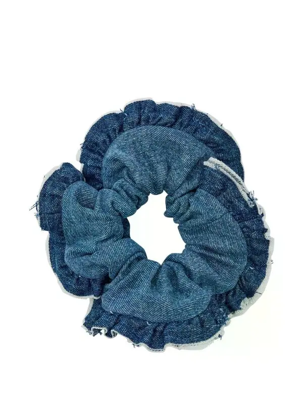 GANNI Frayed Scrunchie - Blue