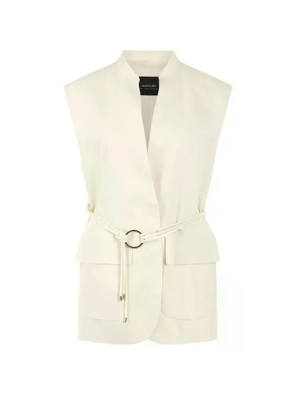 MARCCAIN Belted Mandarin-collar Gilet - Neutrals