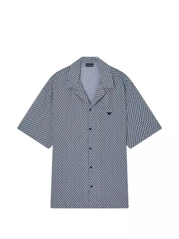 Emporio Armani Buttoned Patterned Beachwear Shirt - Grey