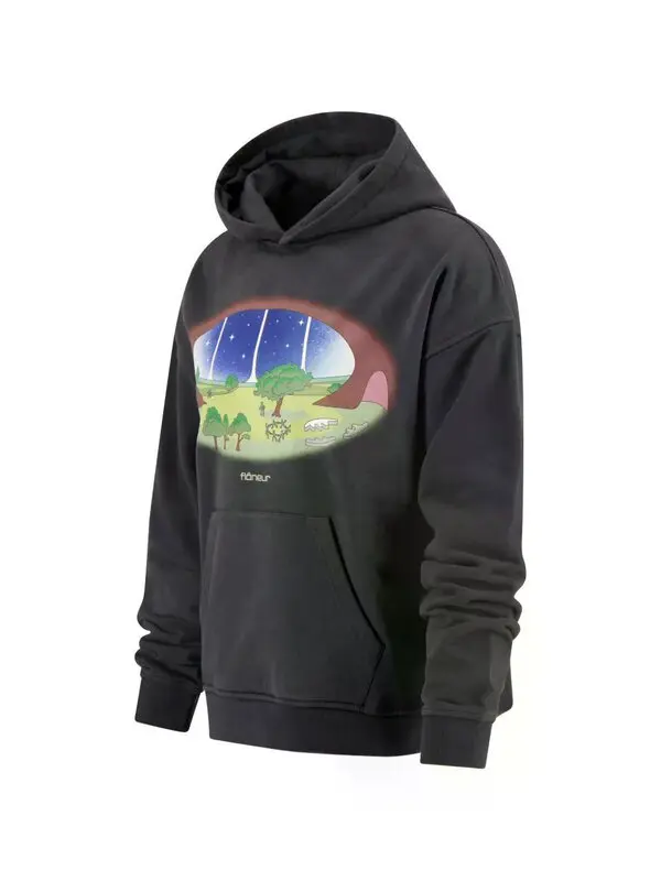 FLANEUR Graphic Print Hoodie