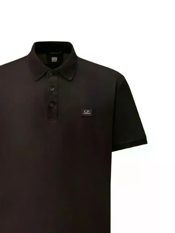 C.P. COMPANY 70/2 Mercerized Jersey Gasato Short Sleeve Polo - Black