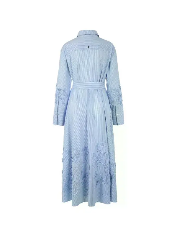 MARCCAIN Striped Ruffled Midi Dress