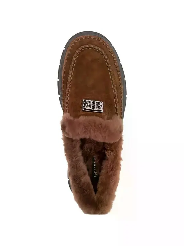 LINDA BAUMANN Fur-trim Suede Loafers