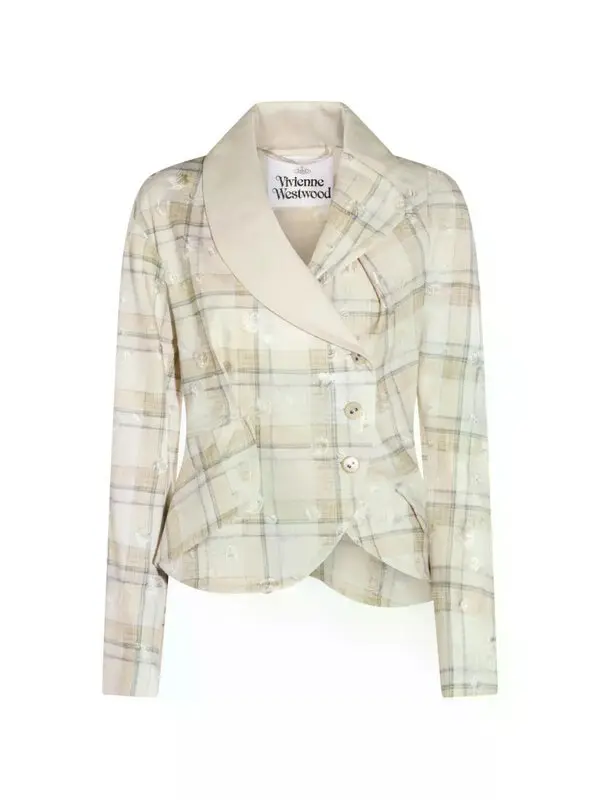 VIVIENNE WESTWOOD Plaid Buttoned Blazer - Neutrals