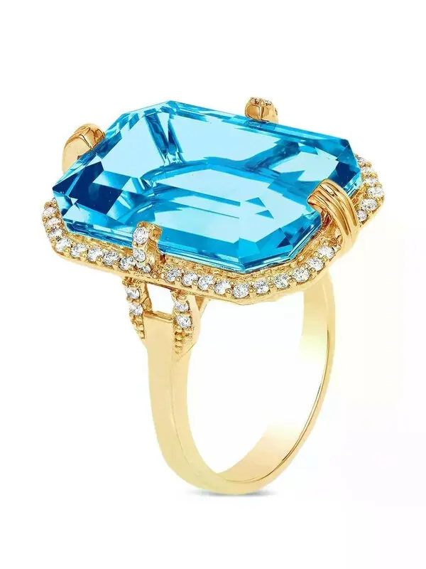 Goshwara Blue Topaz And Diamond Ring - Gold