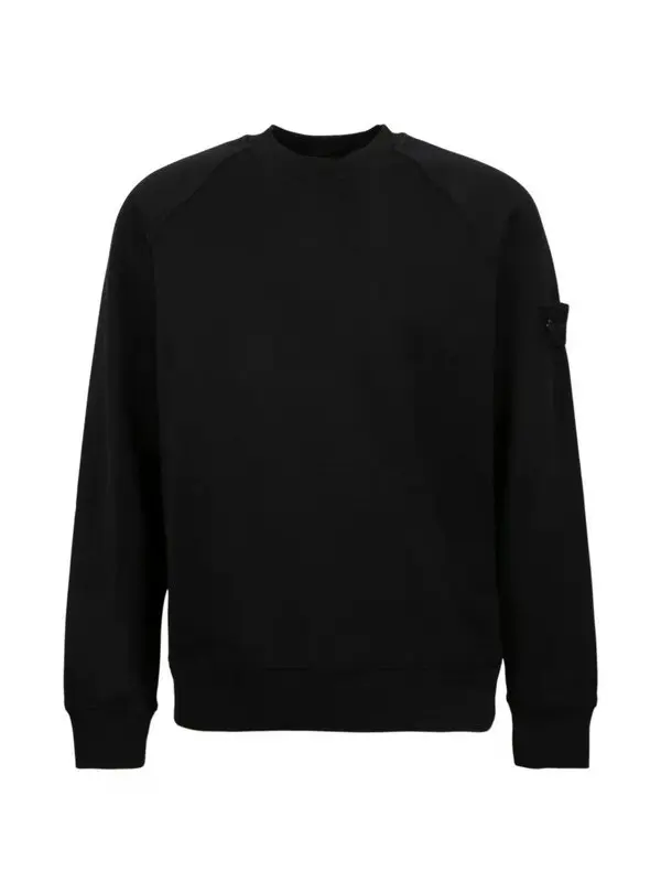 Stone Island Crewneck Sweatshirt With Logo Badge - Black