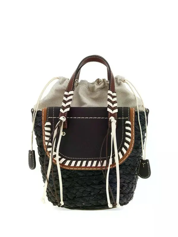 CUBA LAB X Sanpa 'habanera Cuoieria' Woven Handle Bucket Bag - Black