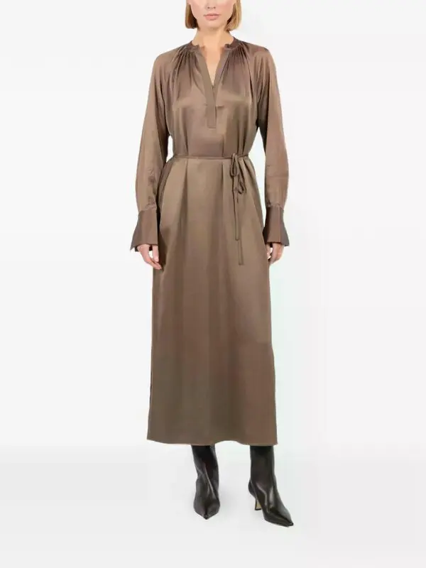 Filippa K Tie-waist V-neck Midi Dress - Brown