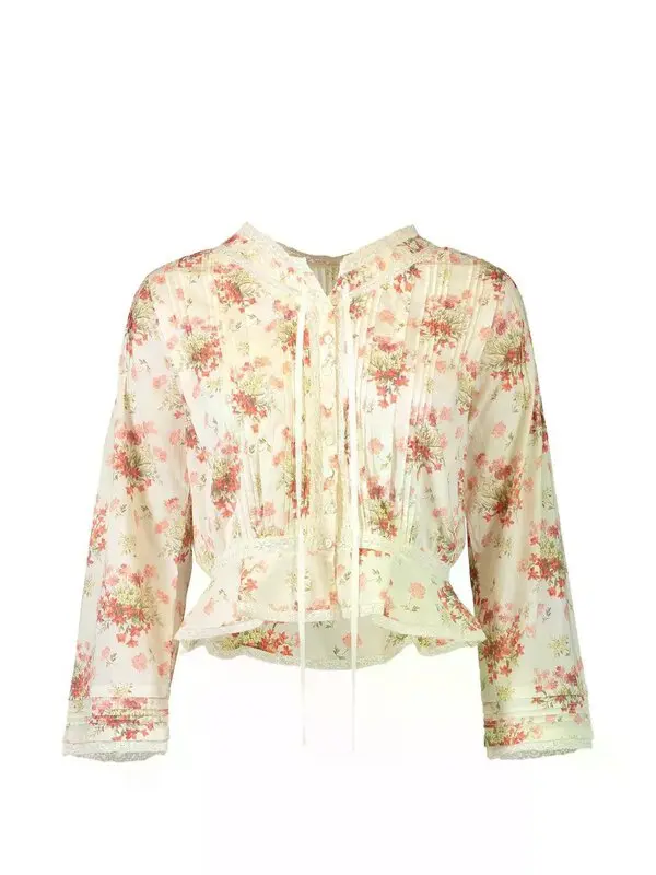DÔEN Hillock Floral Lace-trim Blouse - Neutrals