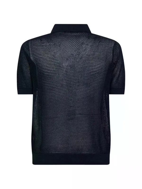 Tagliatore Pointelle Ribbed Polo Shirt - Blue