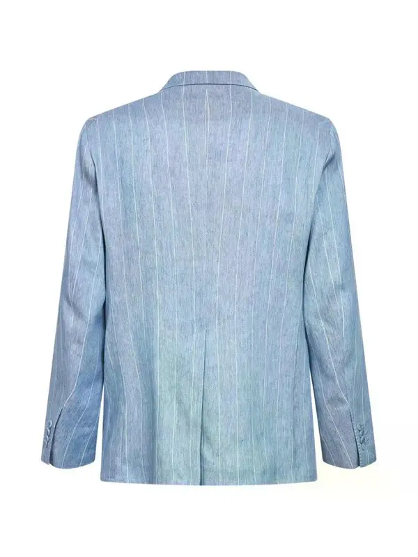 Tagliatore Peak Lapel Striped Jacket - Blue