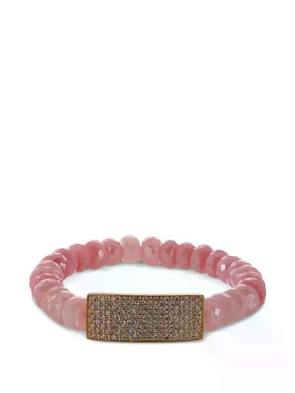 SYDNEY EVAN Id Bar Pink Opal And Diamond Bracelet - Gold