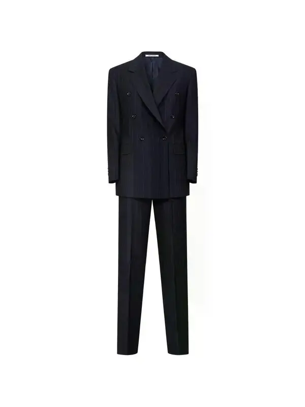 Tagliatore Pinstriped Double-breasted Suits - Blue