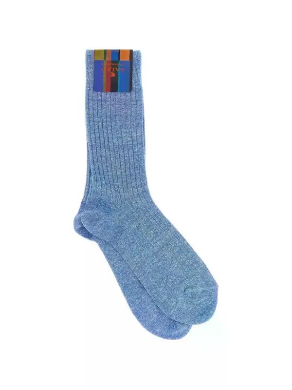 GALLO Melange Ribbed Knit Socks - Blue