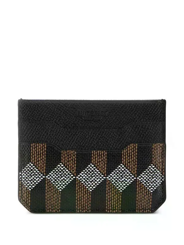 AU DEPART Printed Leather Card Holder - Black
