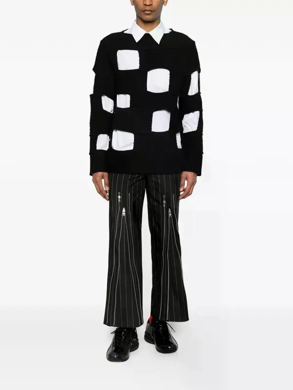 Comme Des Garçons Panelled Knitted Crewneck Pullover