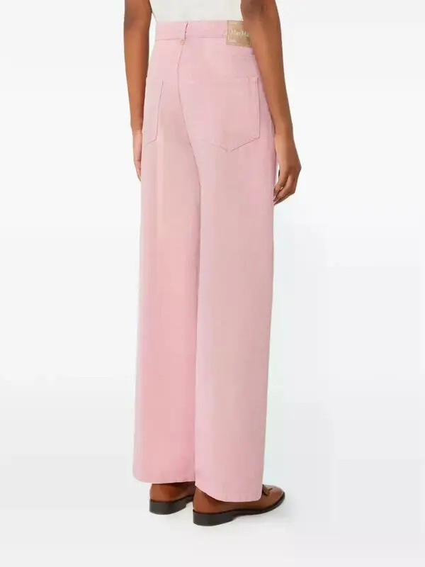 Max Mara Logo-patch Straight-leg Trousers - Pink