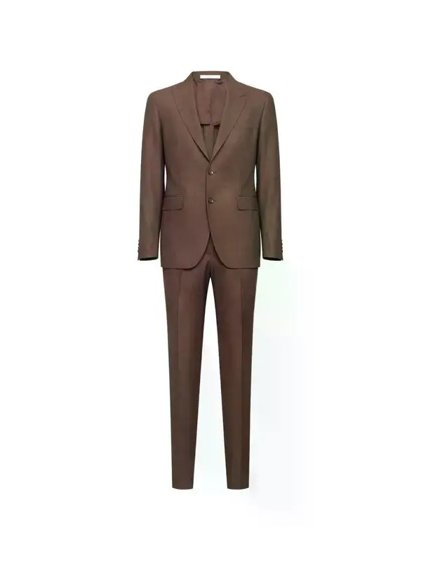 Tagliatore Logo-pin Single-breasted Suit - Brown