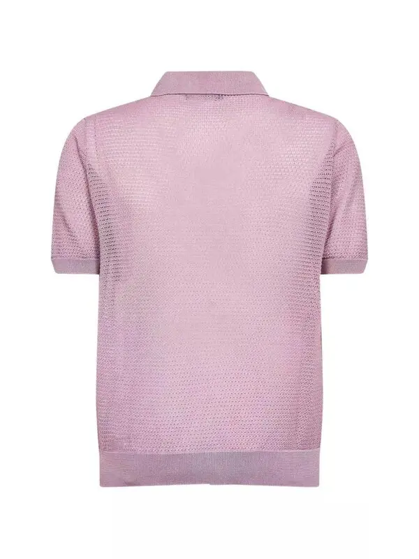 Tagliatore Pointelle-knit Short-sleeve Shirt - Pink