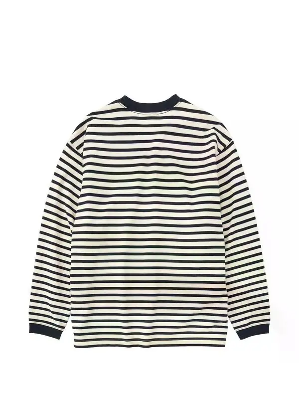 AND WANDER Striped Patch-pocket T-shirt