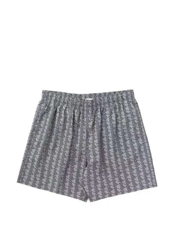 Lacoste Geometric-print Swim Shorts - Grey