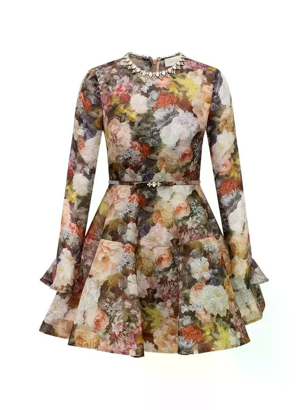 Zimmermann Alchemy Floral-print Embellished Mini Dress - Brown