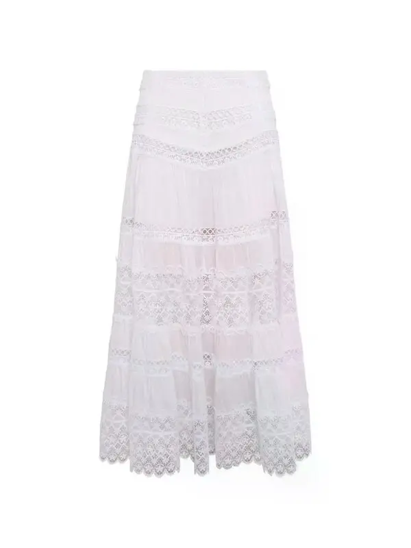 Charo Ruiz Ibiza Lace Tiered Skirt - White