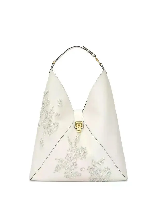 Ermanno Scervino Floral-embroidered Leather Tote