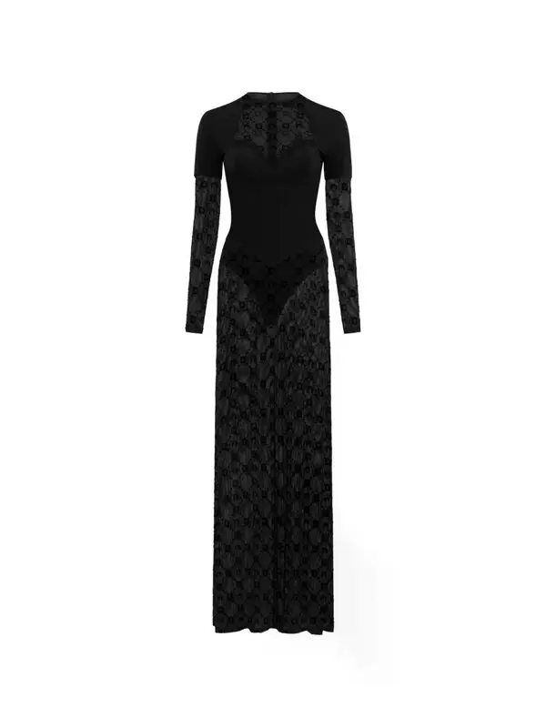 MARINE SERRE Layered Mesh Flock Dress