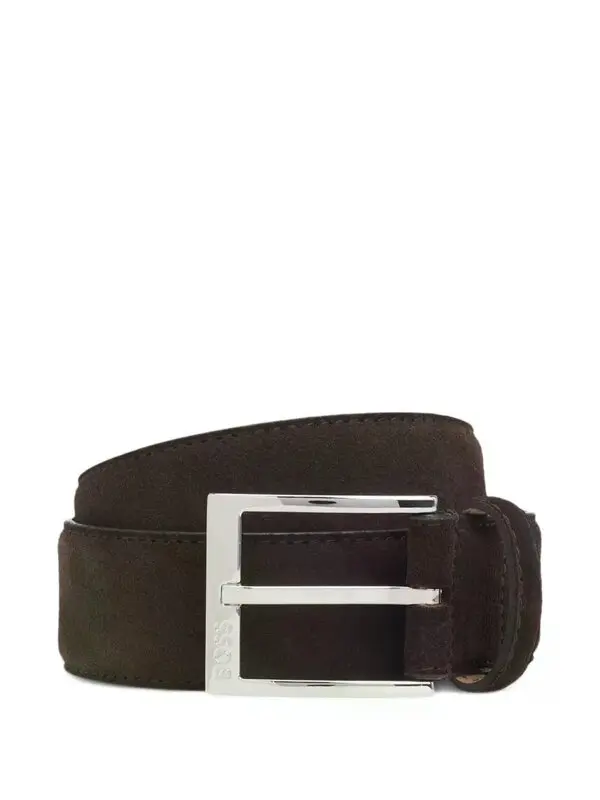 BOSS Square Buckle Leather Belt - Brown