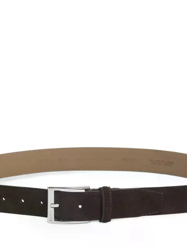 BOSS Square Buckle Leather Belt - Brown