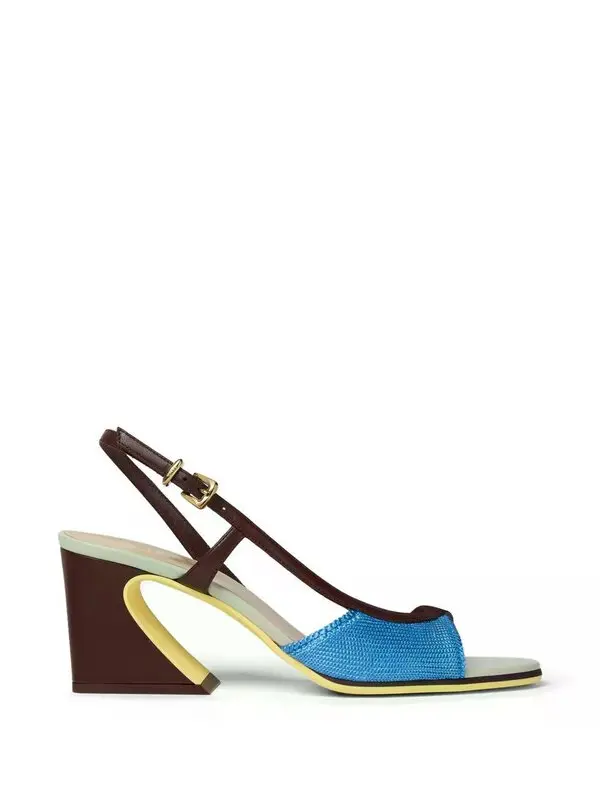 Fendi Block Heel Slingback Sandals - Brown