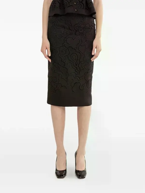 NISSA Embroidered Midi Skirt
