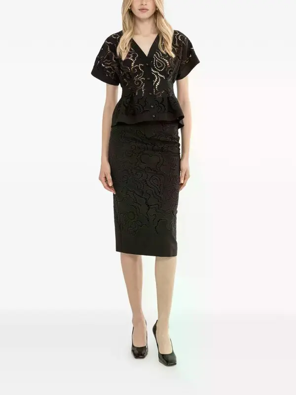 NISSA Embroidered Midi Skirt