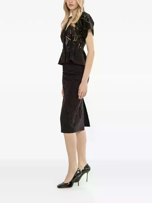 NISSA Embroidered Midi Skirt