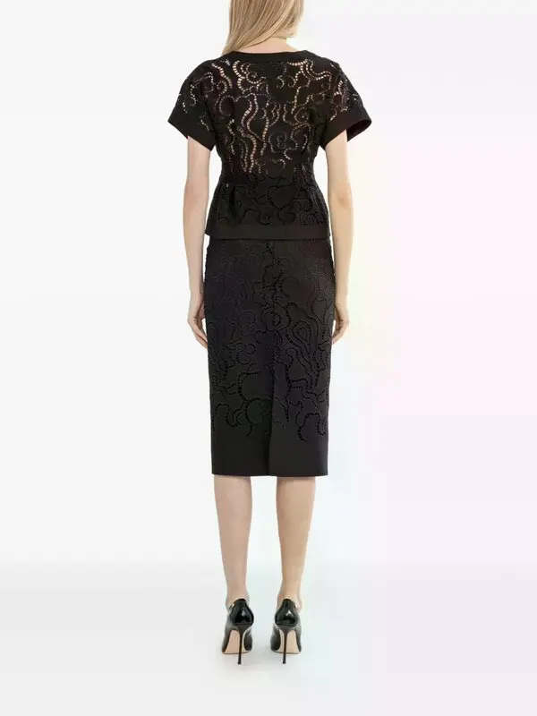 NISSA Embroidered Midi Skirt