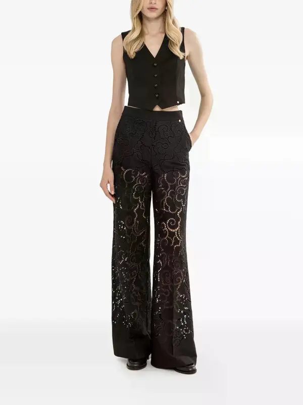NISSA Floral-embroidered Wide Leg Trousers