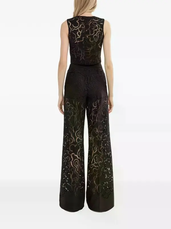 NISSA Floral-embroidered Wide Leg Trousers