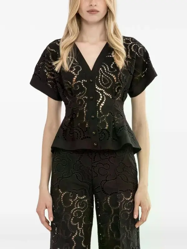 NISSA Floral-embroidered Jacket - Black