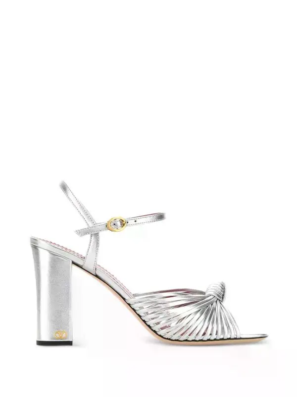Valentino Garavani Laminated Nappa Leather Sandals - Silver