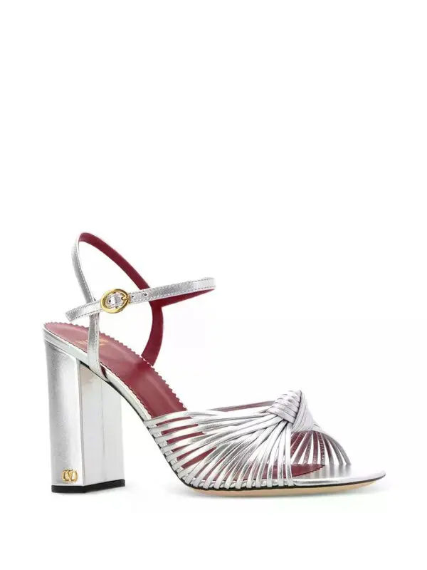 Valentino Garavani Laminated Nappa Leather Sandals - Silver