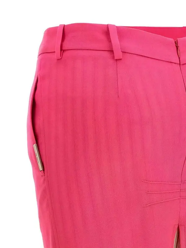 Attico Striped Asymmetric Midi Skirt - Pink