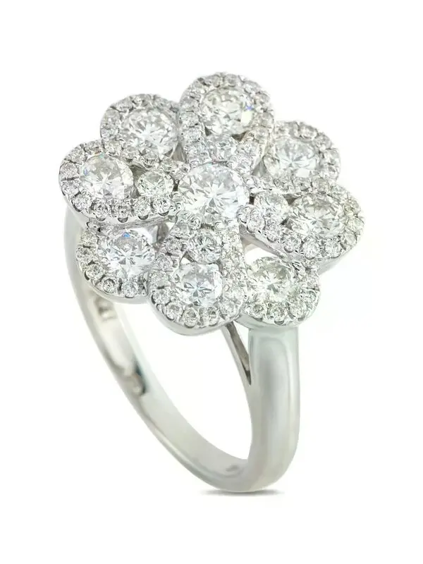LB EXCLUSIVE 14k White Gold Floral Diamond Ring